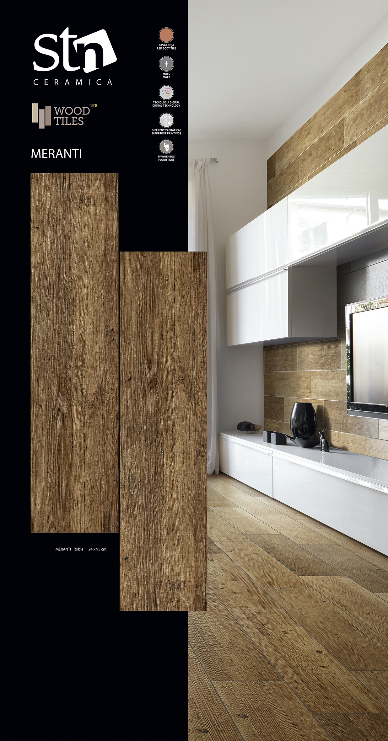 PAVIMENTO P.R. 24x95 MADERA MERANTI ROBLE STYLNUL
